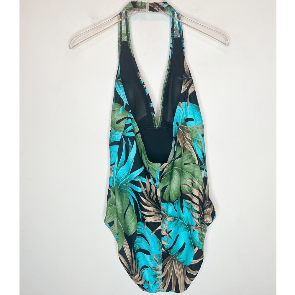 Speedo Palm Leaf Hawaiian One Piece Swimsuit. Size 18 - Gem